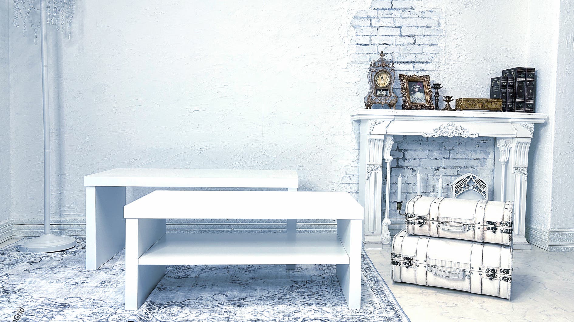 漆喰の白壁スタジオ/黒漆喰壁/ゴシック/姫系/ロココ/バロック/壁面一杯の花壁/24hの写真3