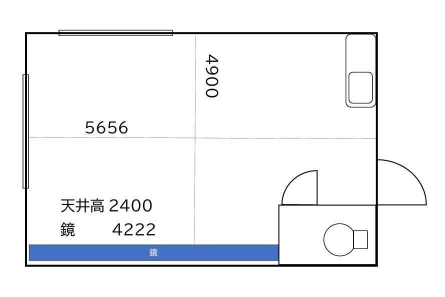 女性専用！【新宿三丁目駅2分、新宿付近】(A)大型鏡計4.3m広々30㎡スタジオでダンス・ヨガ・トレーニング・撮影・演劇に最適の写真17