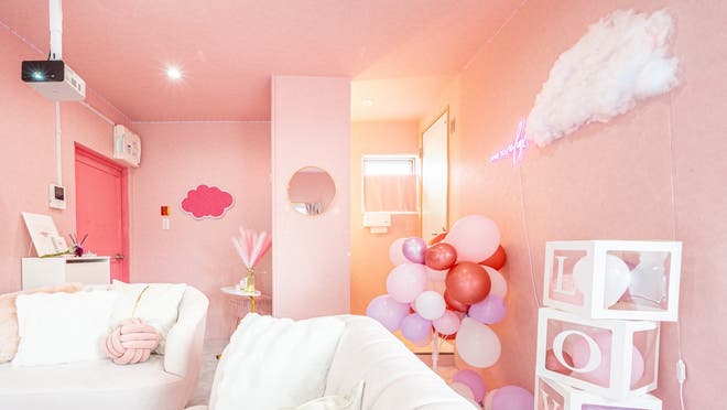 NEW🎉🎀映え確定💗韓国カフェ風ピンクインテリア💗北松戸4分💎女子会/誕生日会/推し活/プロジェクター📽️24時間🆗の写真2