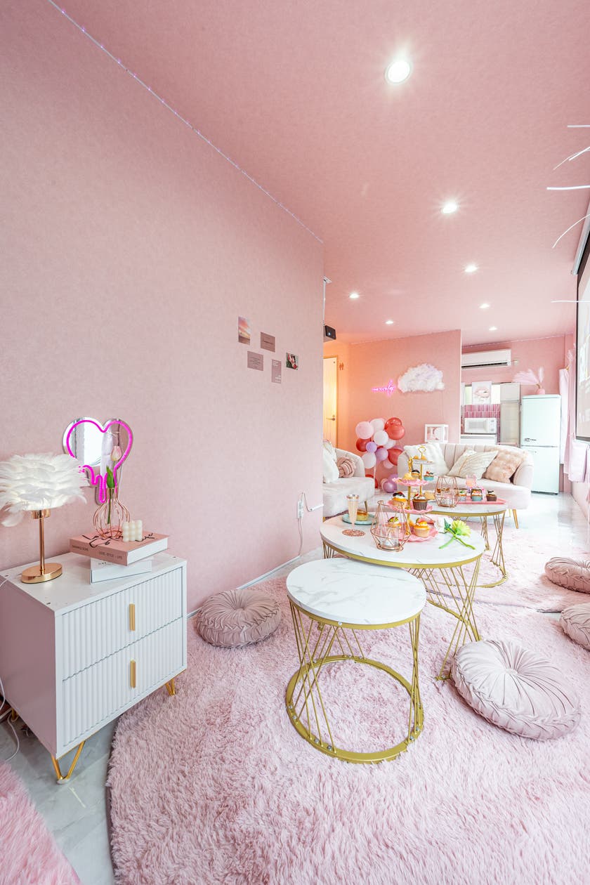 NEW🎉🎀映え確定💗韓国カフェ風ピンクインテリア💗北松戸４分💎女子会/誕生日会/推し活/プロジェクター📽️24時間🆗の写真4