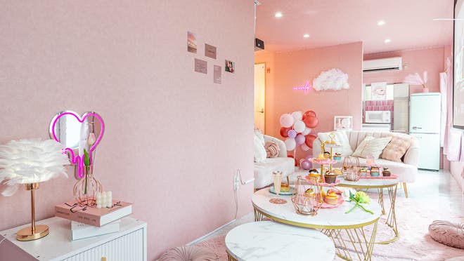 NEW🎉🎀映え確定💗韓国カフェ風ピンクインテリア💗北松戸4分💎女子会/誕生日会/推し活/プロジェクター📽️24時間🆗の写真4