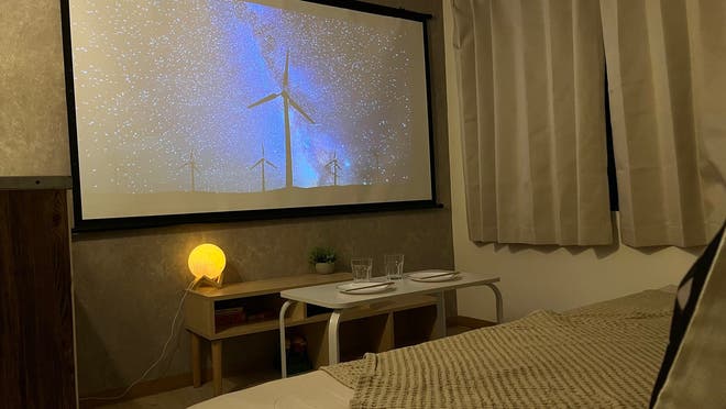 【天王寺駅すぐ】徒歩2分🚶2〜4名にぴったり✨Netflix🎬巨大スクリーン🎞️🎂おうちデート💖1日だらだら空間💓の写真3