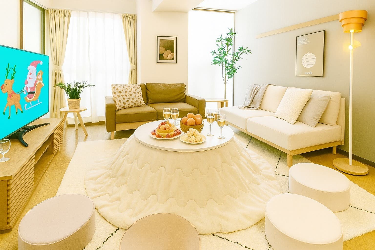 【冬限定】四条/烏丸駅3分🚃こたつで語ろう女子会ルーム🍊お買い物後にそのまま集合🎉ゲーム🎮映画📺️💕デートに最適✨️の写真1