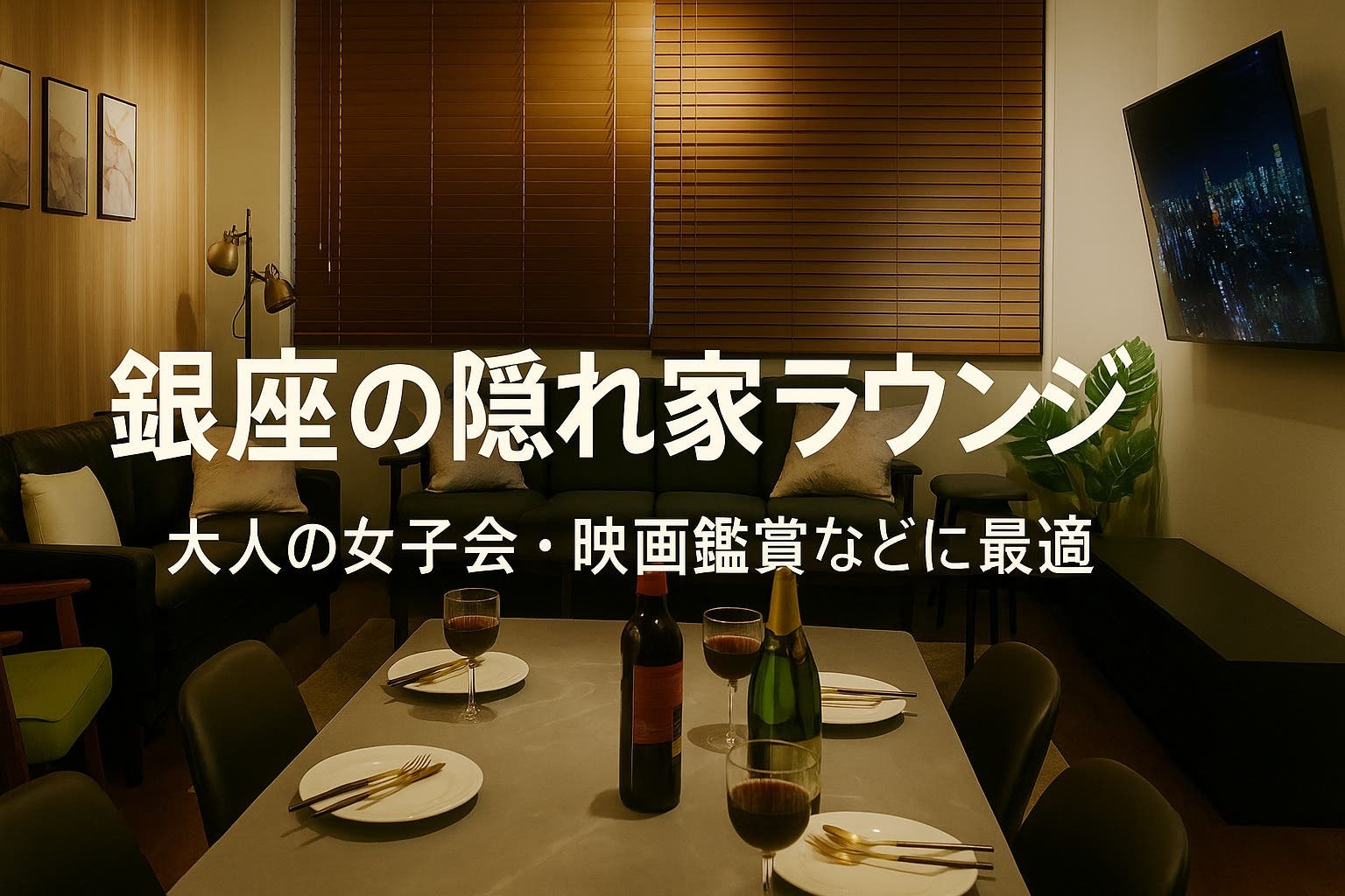 銀座女子会🌙大人の隠れ家🏠75㌅TVで映画鑑賞🎬完全貸切✨24時間OK＆9駅アクセス🚃の写真1