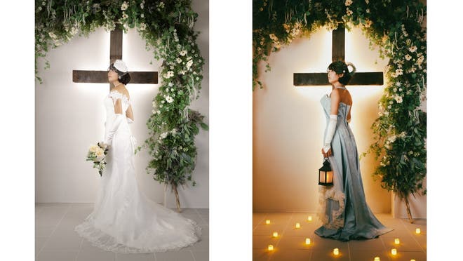 【OPEN記念価格】ウェディングドレス50着【無料で】着放題の花とクロスに囲まれたデザイナーズ撮影スタジオの写真3