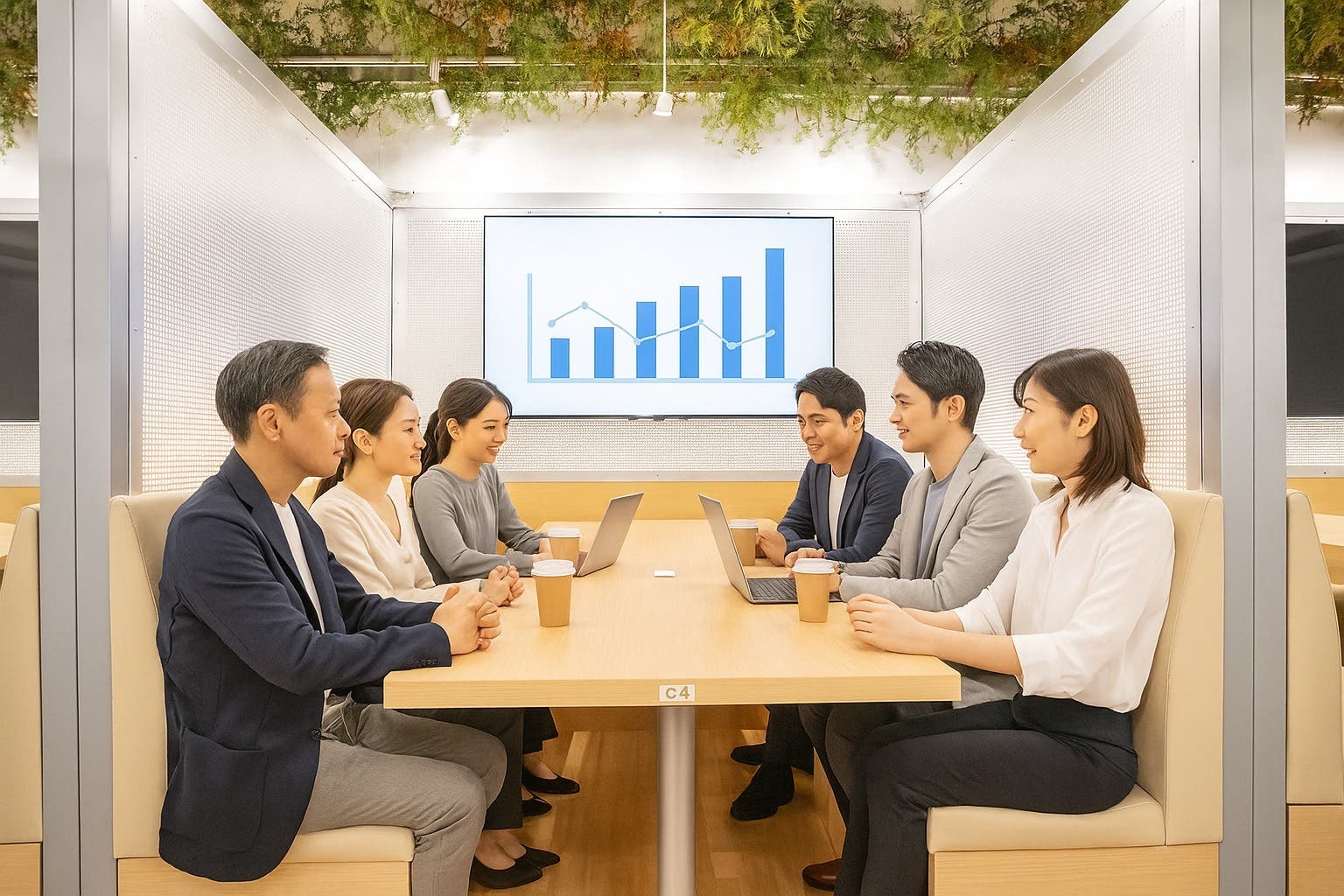 🌟勉強会に最適🌟【新橋駅徒歩2分｜定員6名半個室｜6G】テスト勉強/無料Wi-Fi/電源/55inモニターの写真17