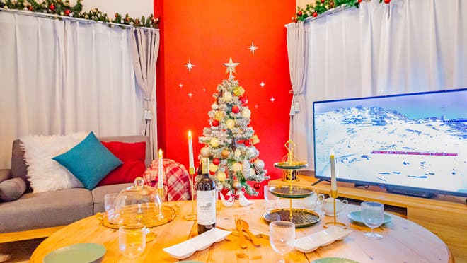 🎄駅歩2分/最大12名OK🎅クリスマス装飾中⛄広々空間&キッチン✨撮影にも◎✨ゲーム機Sw🎮動画も🎬24H🌃の写真1