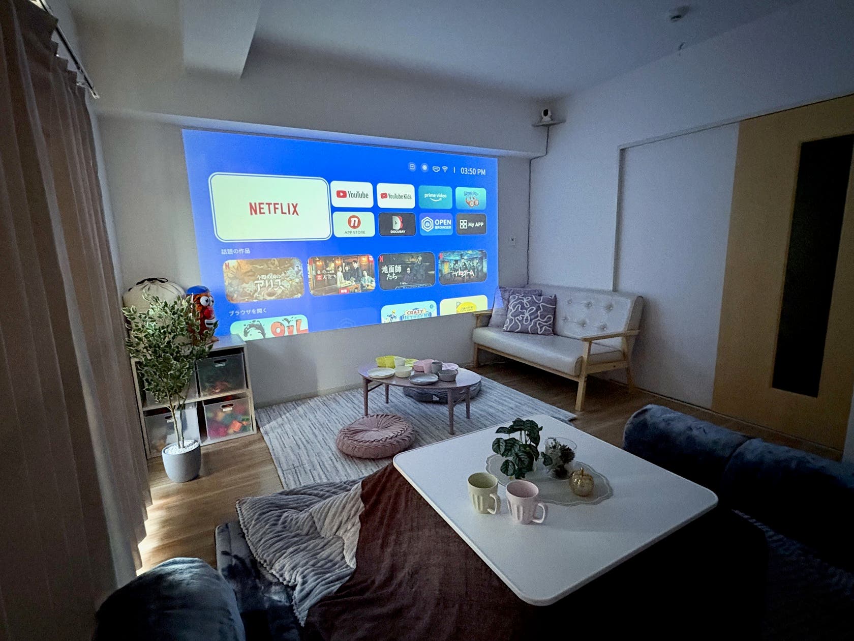 リニューアル✨ラグソファ✖️超大画面プロジェクター🎥冬はこたつでチルしよ？🐣DVD、地デジ視聴🆗ゴミ処理無料🙆‍♀️の写真8