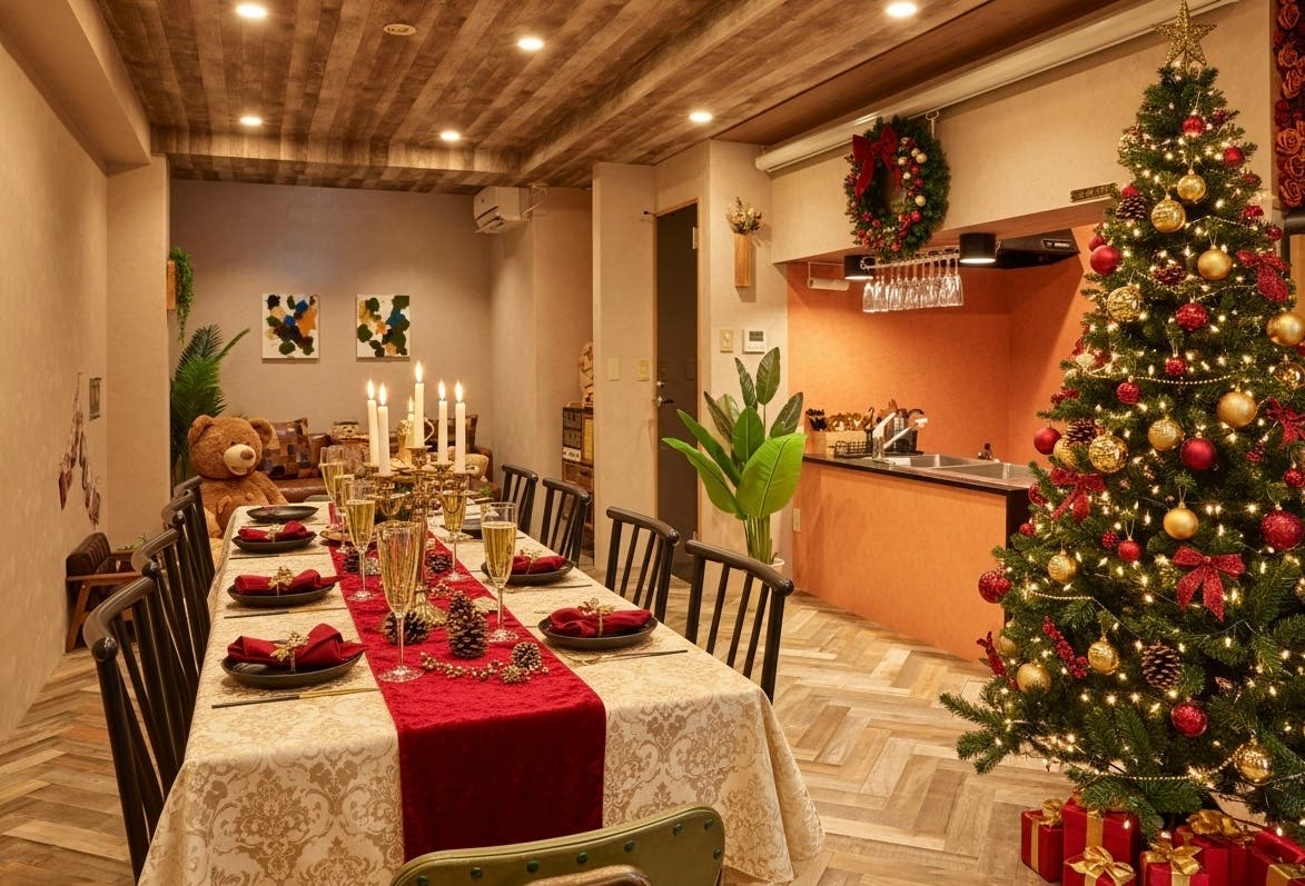 クリスマス🎄忘年会・新年会🎉【渋谷新宿からアクセス良好🌈】最大28名！ゴミ回収OP有🧹カウンターキッチン🍳の写真1