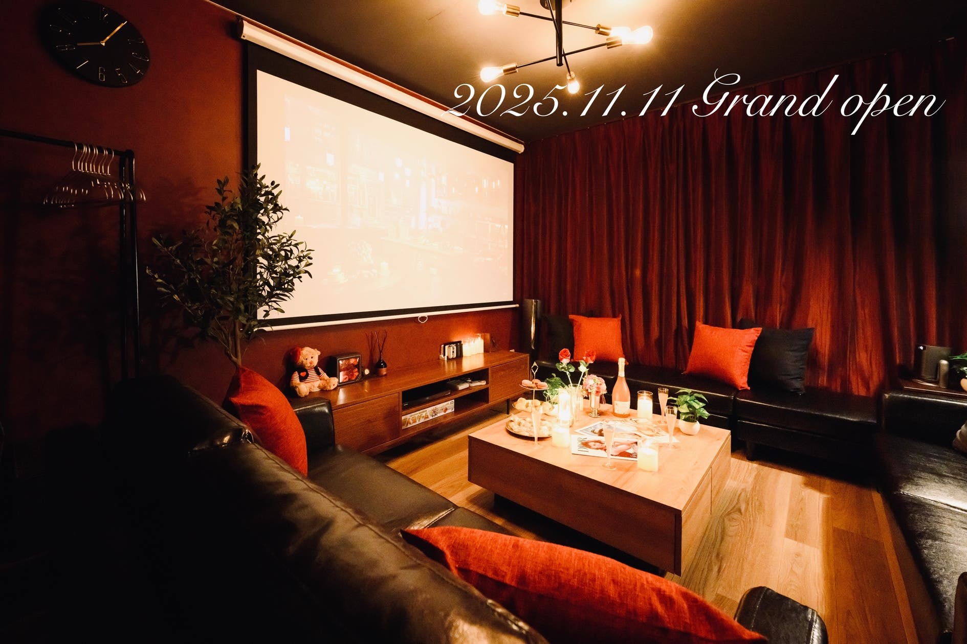 25.11月OPEN🌹心斎橋駅4分✨ラグジュアリー空間で女子会やデート💕100㌅大画面で高画質&高音質 本格シネマ体験🎥✨の写真1