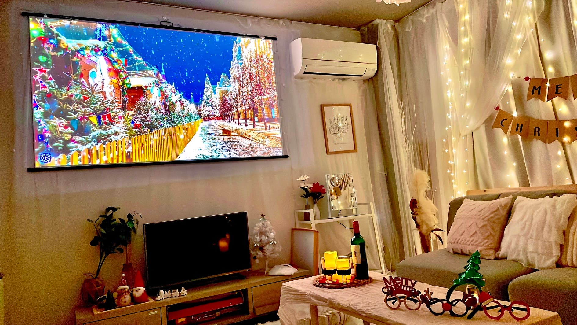 🎅クリスマス装飾中🎄100㌅特大シアター🎬ゴミ捨て無料✨烏丸駅３分/スーパーコンビニ1分/デート💑女子会🍷推し活💕の写真2