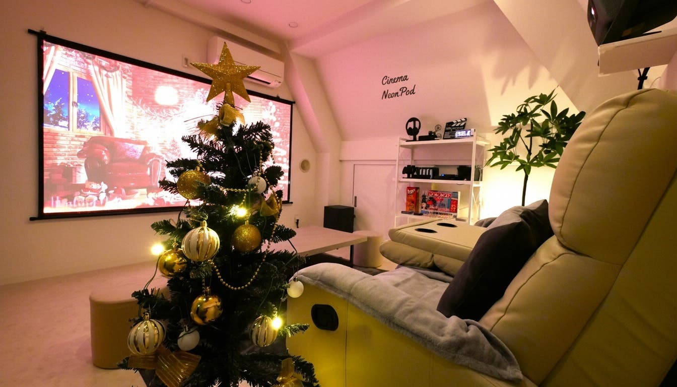 映像と音。映画館級プロジェクターのプライベートシアタールーム｜当日予約可｜アニメや映画鑑賞・おうちデート・推し活・クリスマスの写真1