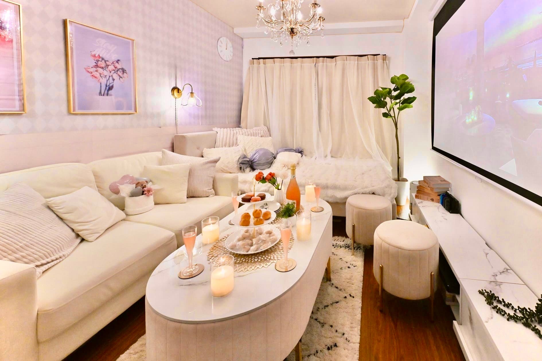 ✨大人かわいい世界観🤍推しに浸れる特別な時間💕大迫力100㌅鑑賞会🎬💓Switch＆ボドゲ会🎮マットレス💓未成年OKの写真2