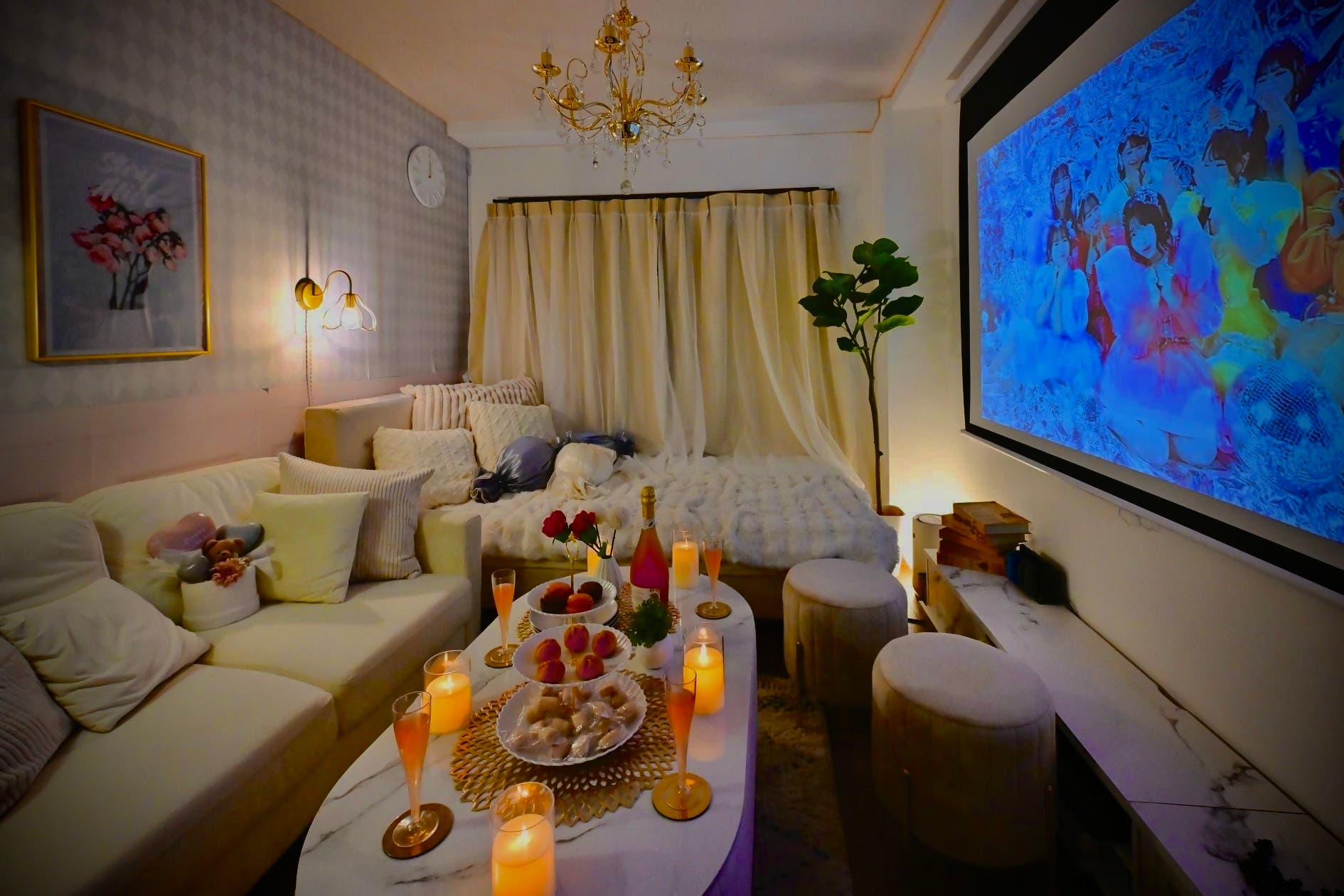 ✨大人かわいい世界観🤍推しに浸れる特別な時間💕大迫力100㌅鑑賞会🎬💓Switch＆ボドゲ会🎮マットレス💓未成年OKの写真13