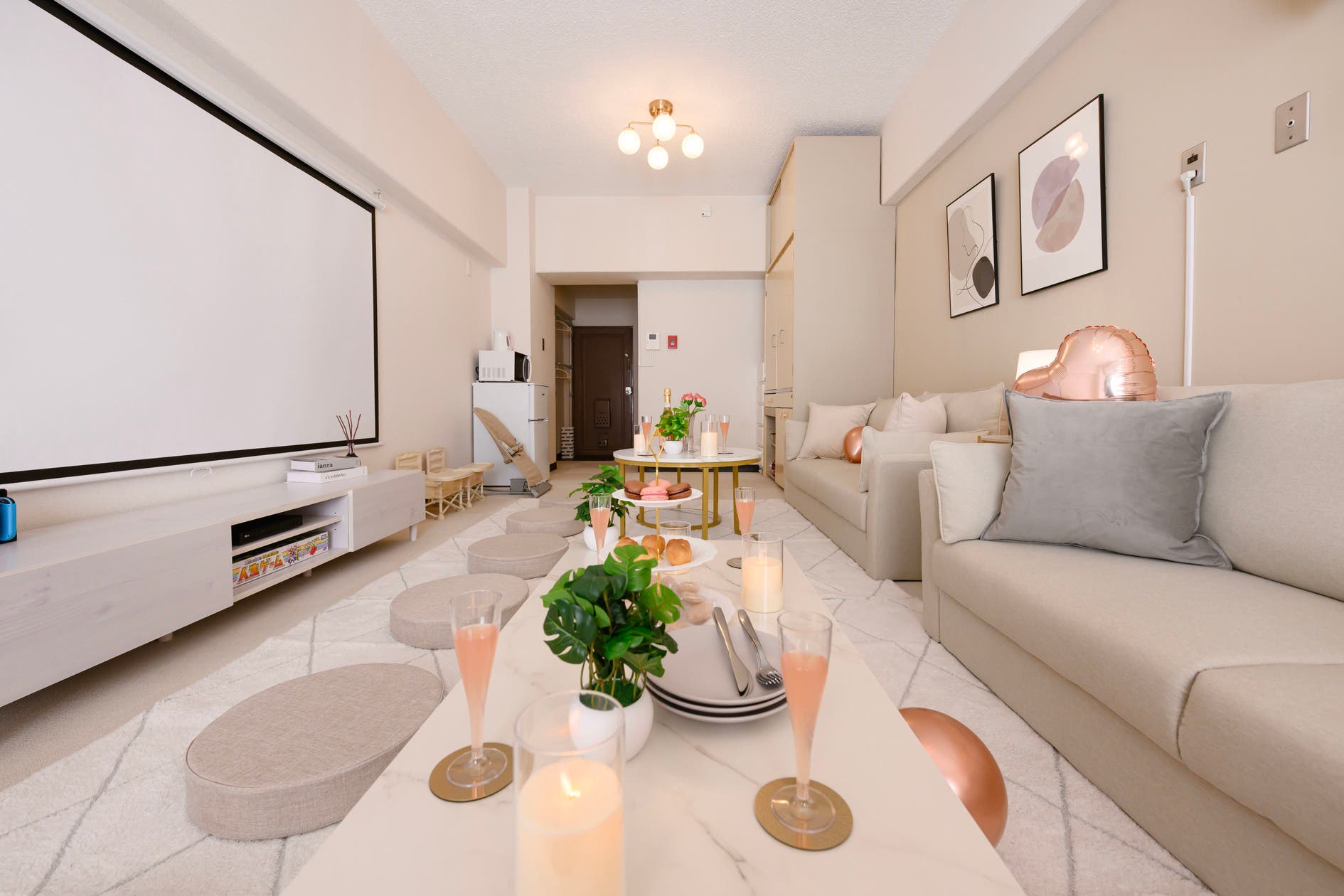 💓女子会/学生大人気✨大迫力100㌅鑑賞会／Switch🎥💫お子様連れ大歓迎👦ふわふわマットレス🤍飾付けバースデー🎂の写真7