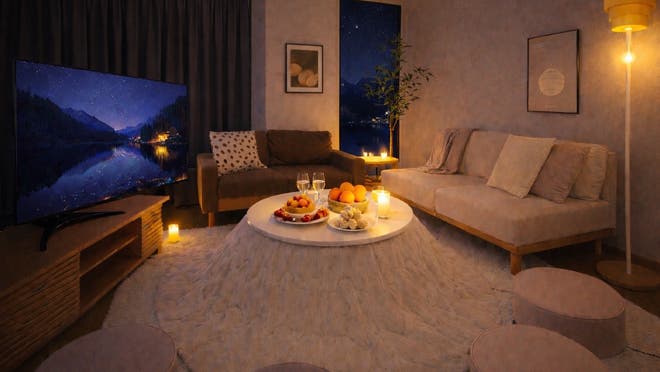 【冬限定】四条/烏丸駅3分🚃こたつで語ろう女子会ルーム🍊お買い物後にそのまま集合🎉ゲーム🎮映画📺️💕デートに最適✨️の写真3