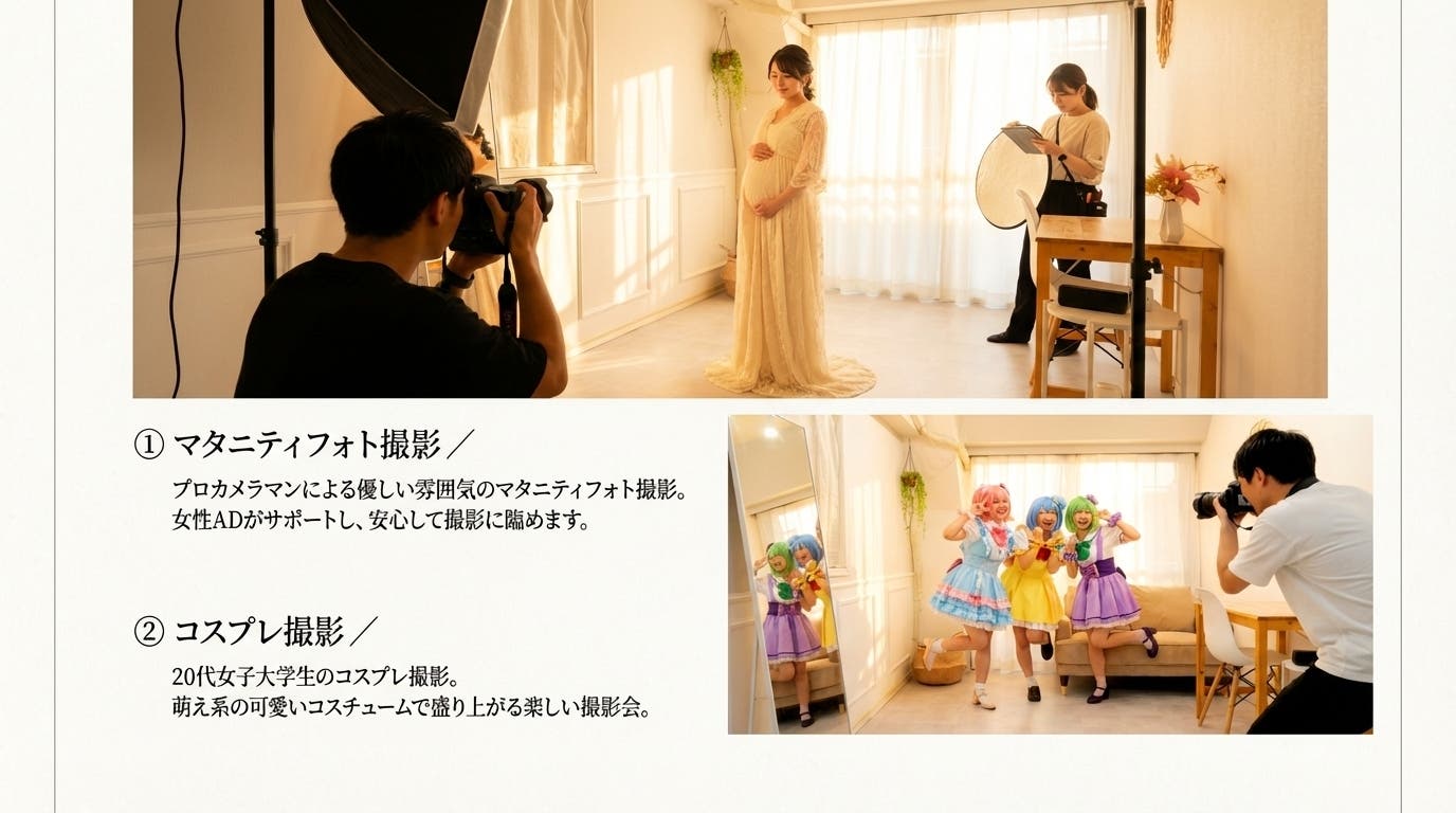 【07💐完全貸切の撮影スタジオ｜JR錦糸町駅4分】自然光◎撮影小物無料✨モール壁で高級感グッと演出/ ポートレート✨ ２0m²の写真5