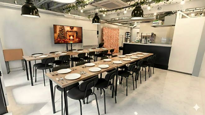 渋谷駅近‼️広々パーティースペースでイベント🍷交流会・歓送迎会🎉シェアキッチンで料理会🍳会議・大型モニター有📺撮影利用◎の写真1