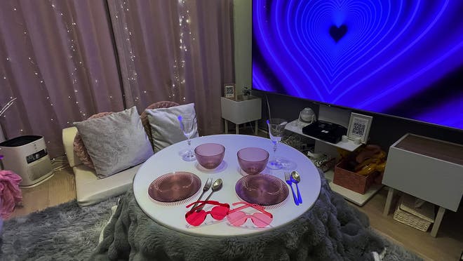 〖期間限定〗バレンタイン装飾×こたつでほっこりパーティー🎂名古屋駅7分🚶♀️最大6名🙆♀️75㌅大型TVの写真2