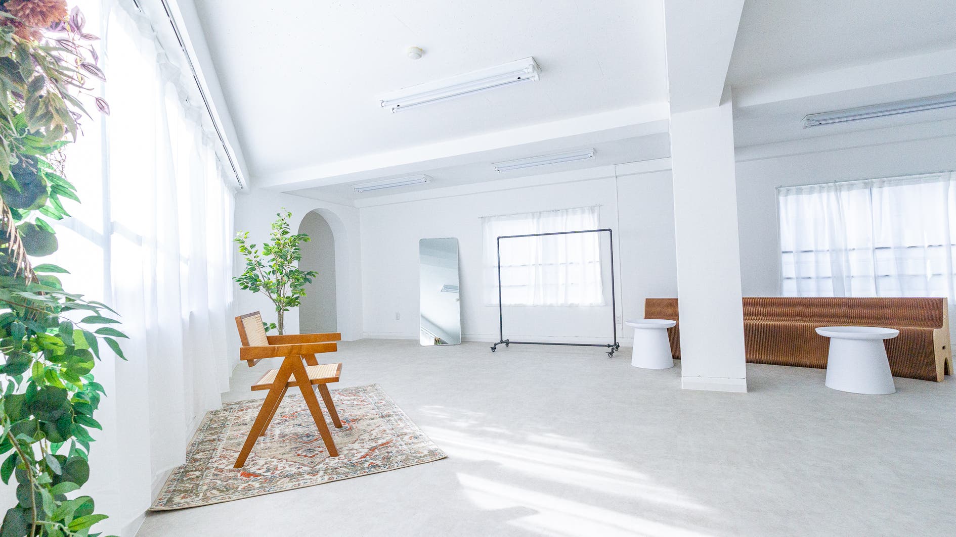 飯田橋駅2分｜自然光ポートレート＆ウェディング撮影スタジオ｜白壁・アーチ・植物背景｜土足OKの写真1