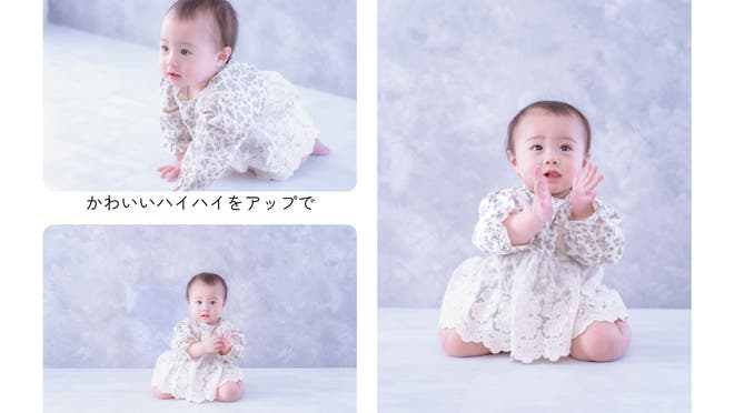 【大曽根駅徒歩2分】グレー塗り壁風+ピンクアーチ背景、白ホリ背景紙、クロマキー合成グリーンバック、子ども撮影に人気の写真27