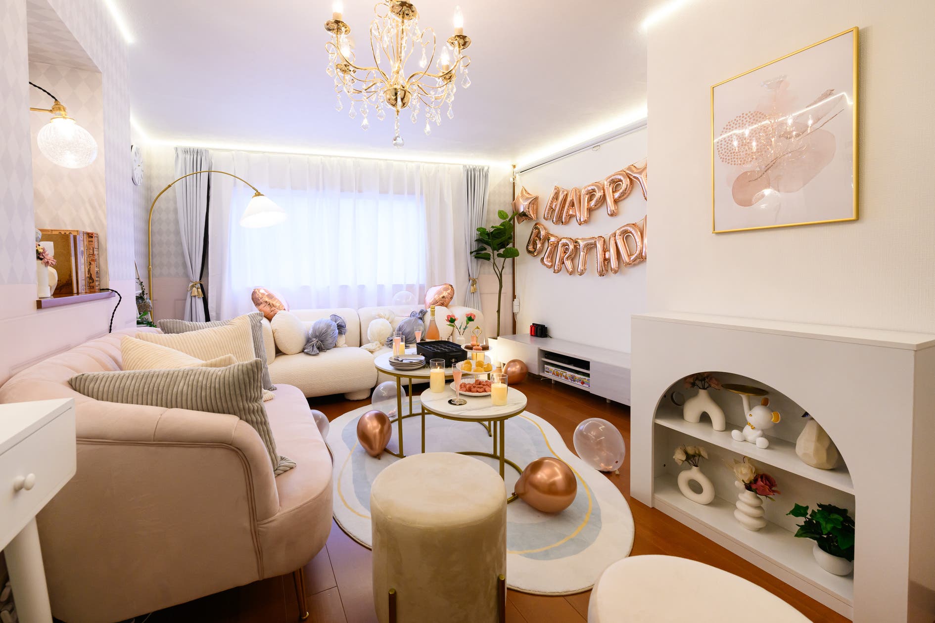 ✨大人かわいい世界観🤍ラグジュアリー女子会🍾 100㌅鑑賞会＆Switch🎮生誕祭にも🍰どこから撮っても写真映え📸の写真11