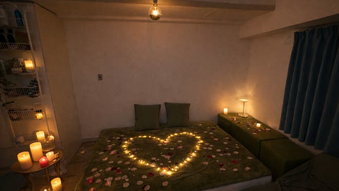 【新宿6分/東中野駅徒歩3分/広々オシャレ】引きこもりデート♪お料理道具☆バスルームとWベッドふわとろマットレス&大型TVの写真2