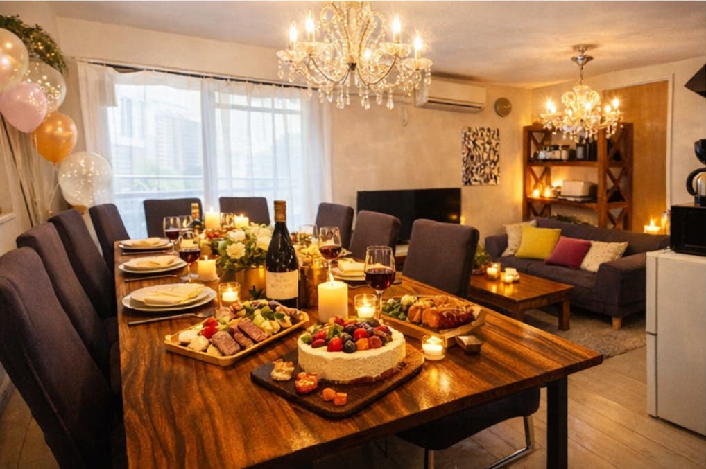 🍷南森町｜豪華シャンデリア×一枚板テーブル｜最大20名パーティースペース｜女子会・撮影・セミナー・交流会の写真1