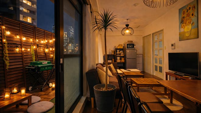 北堀江プライベートテラス|夜景BBQ&ラウンジ|マンション最上階独占✨広々テラス🌱【心斎橋・四ツ橋】駅近⭐️ゴミ捨て無料🎵の写真5