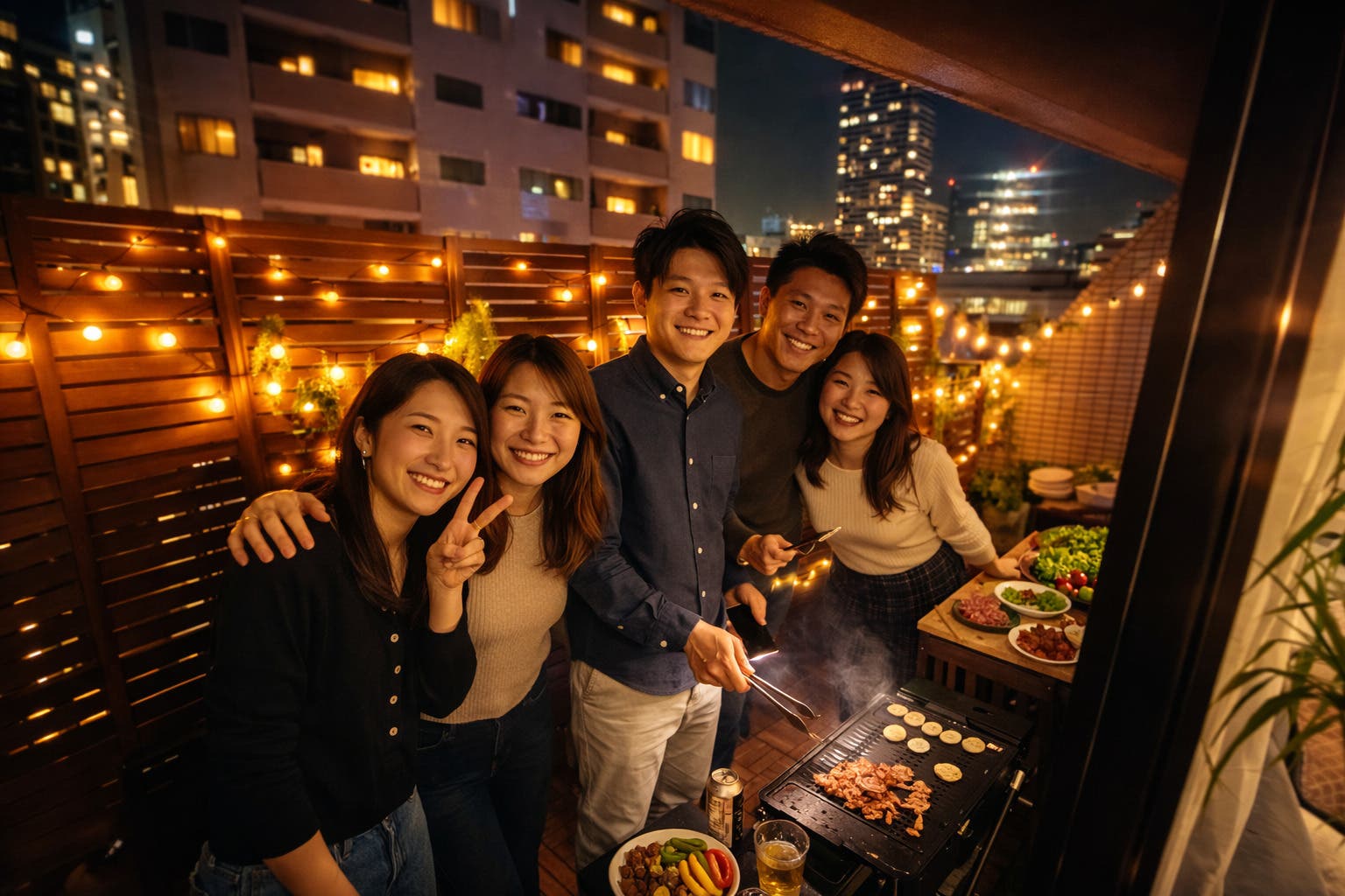 北堀江プライベートテラス｜夜景BBQ＆ラウンジ｜マンション最上階独占✨広々テラス🌱【心斎橋・四ツ橋】駅近⭐️ゴミ捨て無料🎵の写真3