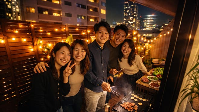 北堀江プライベートテラス|夜景BBQ&ラウンジ|マンション最上階独占✨広々テラス🌱【心斎橋・四ツ橋】駅近⭐️ゴミ捨て無料🎵の写真3