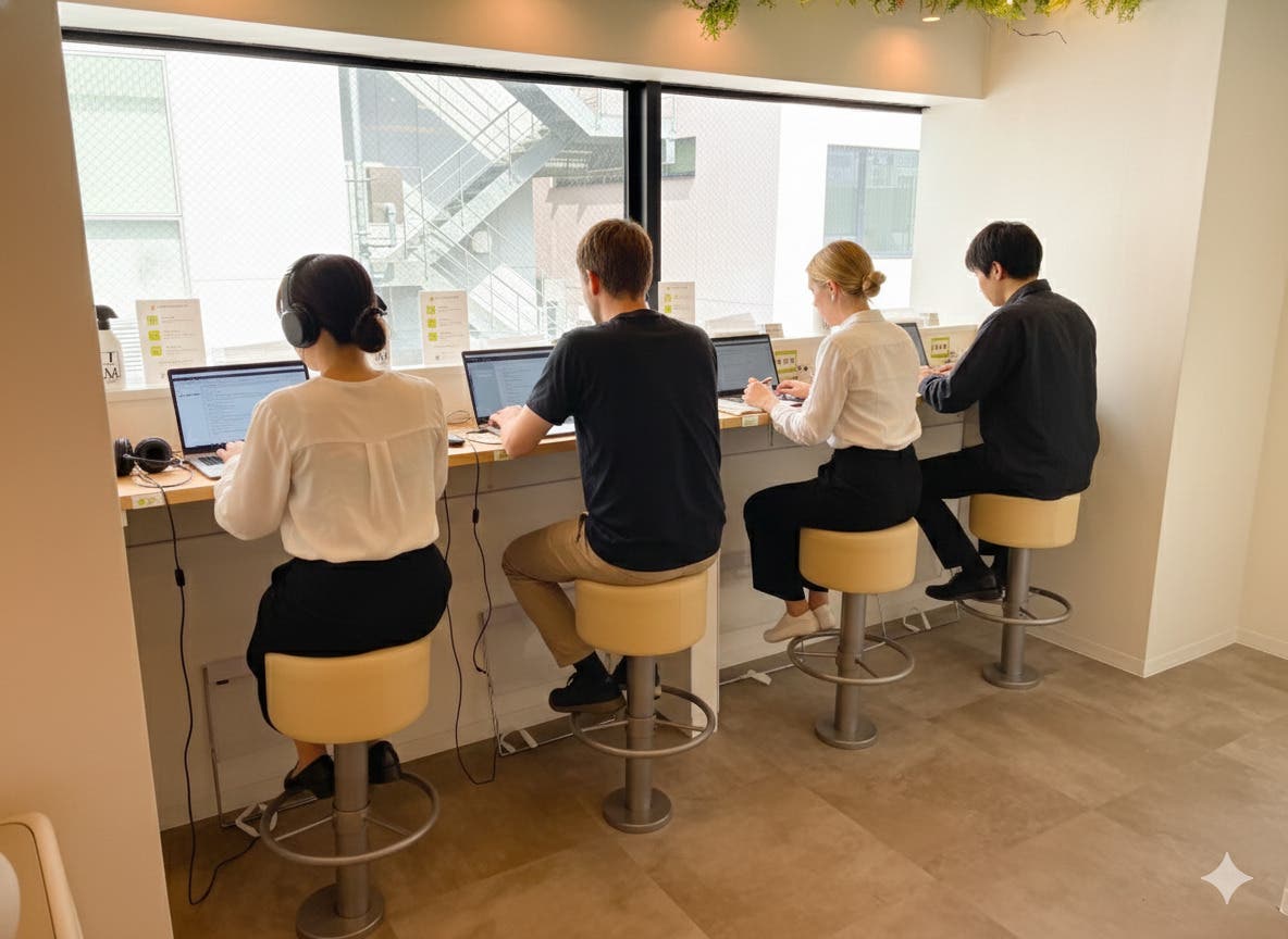 【恵比寿駅徒歩1分｜24時間営業｜4Cブース】カウンター席／高速Wi-Fi／電源・充電／テレワーク・作業・勉強・休憩等の写真23