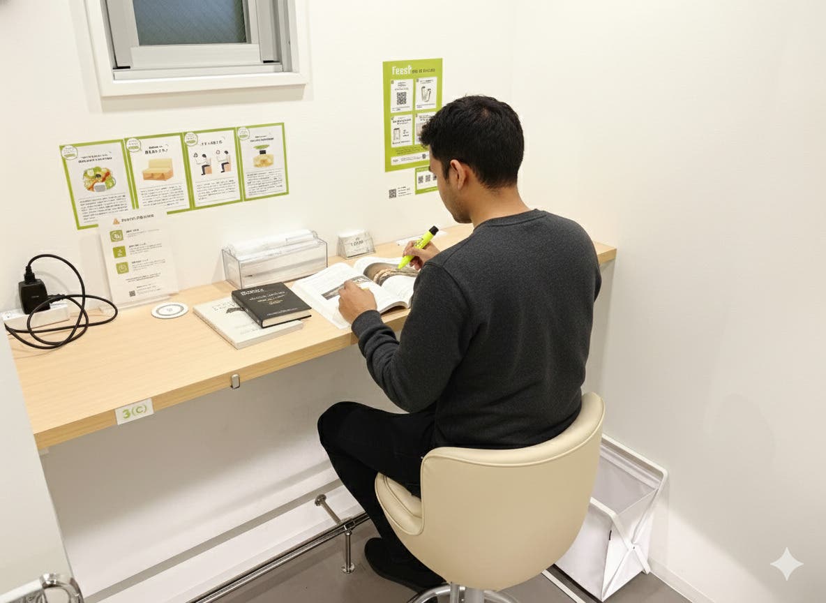 【秋葉原駅徒歩2分｜24時間営業｜2Cブース（2階）】カウンター席／高速Wi-Fi／電源・充電／テレワーク・作業・勉強・休憩等の写真14