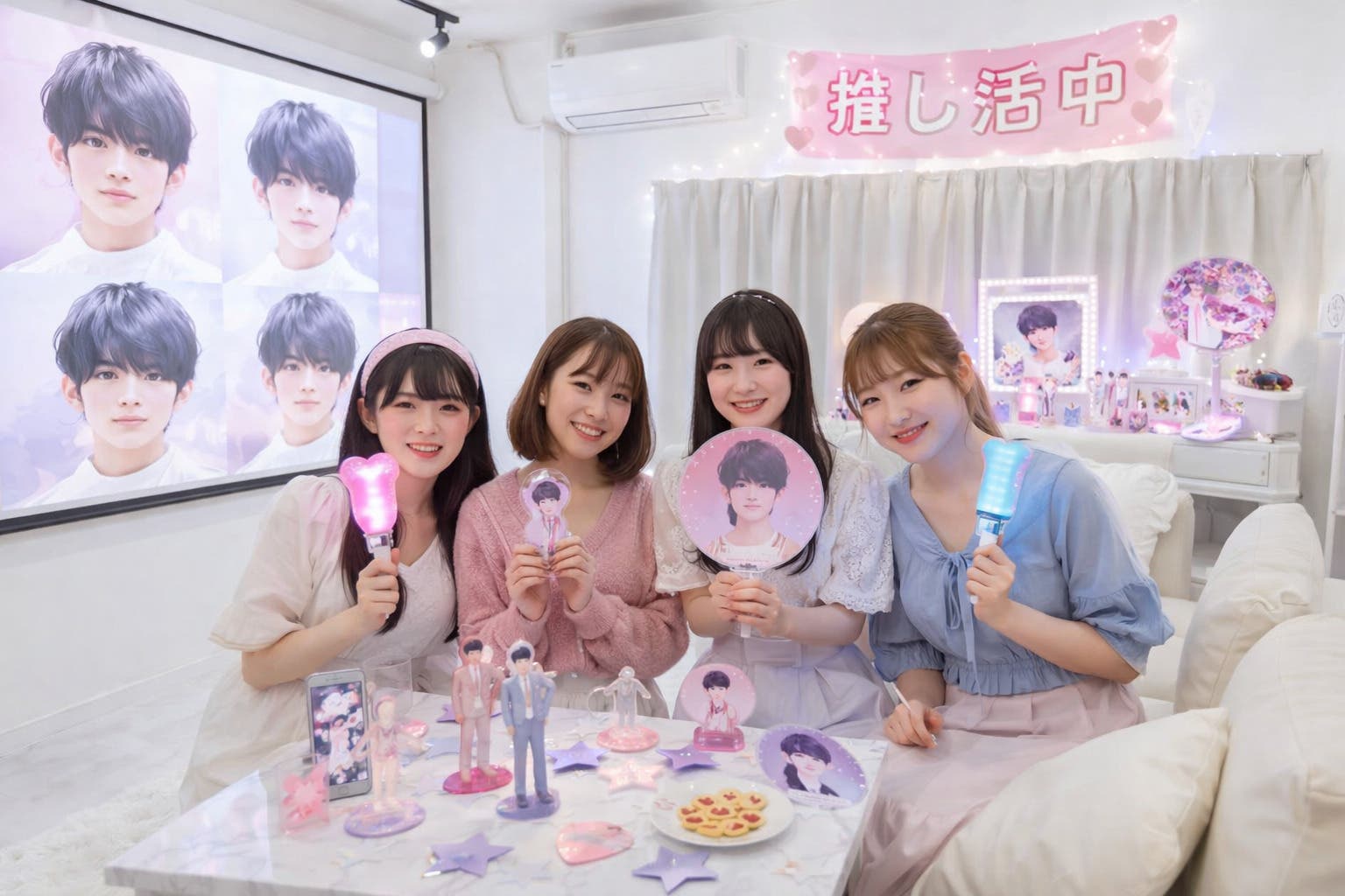 真っ白インテリア♡14名までOK✨120㌅大型スクリーン📽️3色変化LED照明✨ゴミ捨て無料！(指定場所）の写真1