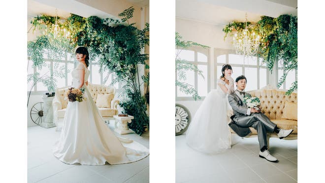 【OPEN記念割引価格】ウェディングドレス60着【無料で】着放題の花とクロスに囲まれたデザイナーズ撮影スタジオの写真5