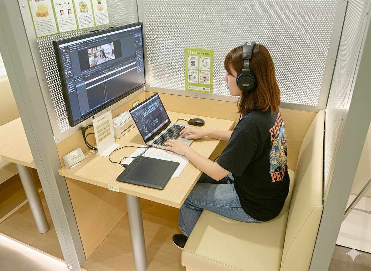 【上野駅徒歩1分｜24時間営業｜5Sブース】高速Wi-Fi／31.5型モニター／充電／web商談・面接・MTG・テレワーク等の写真19