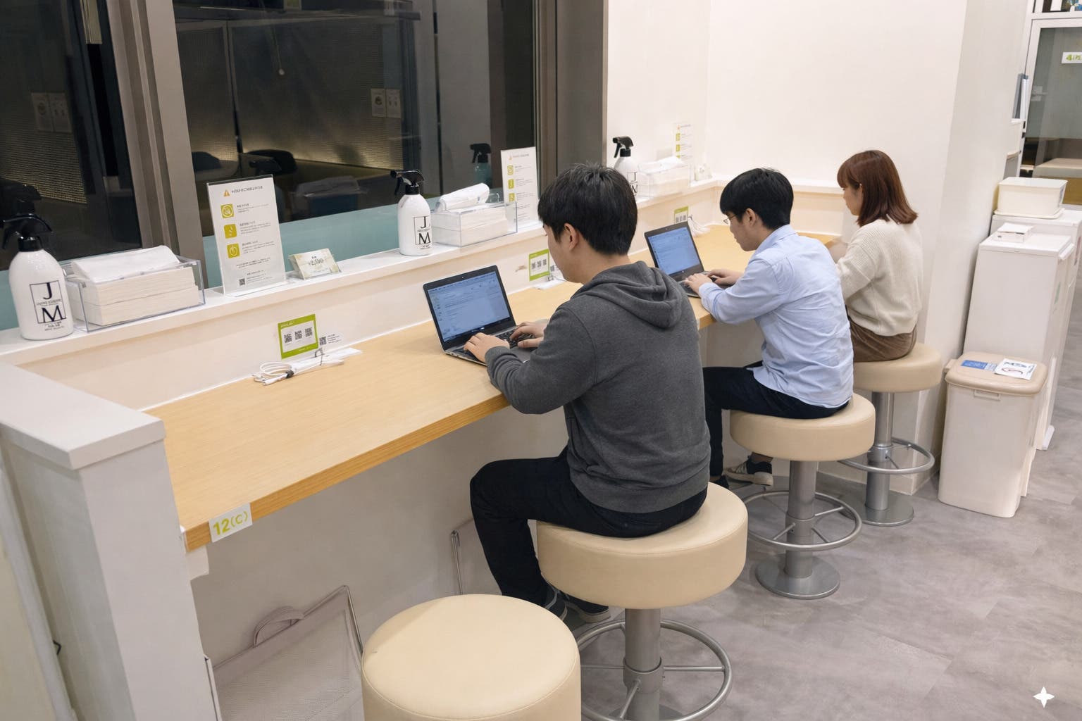 【武蔵小山駅徒歩1分｜24時間営業｜15Cブース】カウンター席／高速Wi-Fi／電源・充電／テレワーク・作業・勉強・休憩等の写真18