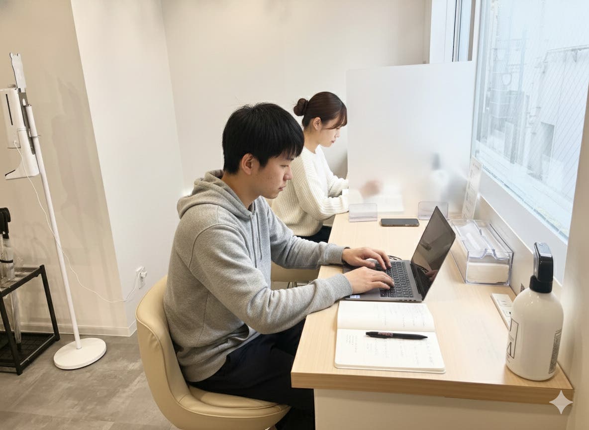 【上野駅徒歩1分｜24時間営業｜3Cブース】カウンター席／高速Wi-Fi／電源・充電／テレワーク・作業・勉強・休憩等の写真15