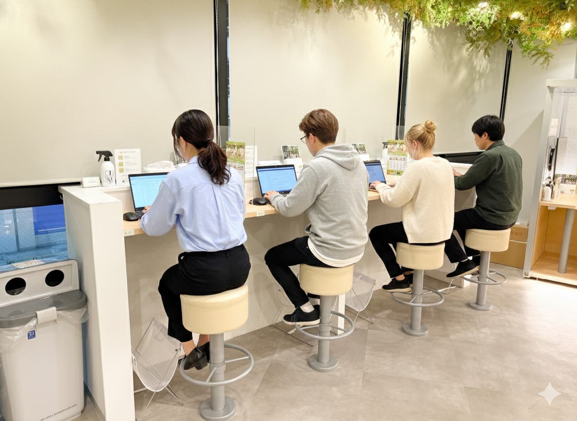 【池袋駅徒歩1分｜24時間営業｜4Cブース】カウンター席／高速Wi-Fi／電源・充電／テレワーク・作業・勉強・休憩等の写真23