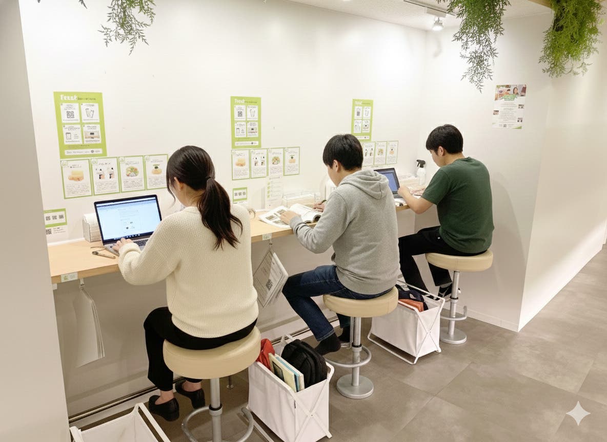 【渋谷駅徒歩1分｜7Cブース】カウンター席／高速Wi-Fi／電源・充電／テレワーク・作業・勉強・休憩等の写真16