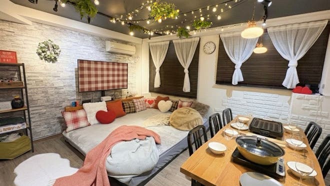 女子会パーティー✨花見🌸ゴロゴロデート・映画鑑賞・ママ会🧸ごろんが出来る部屋|渋谷道玄坂の写真1