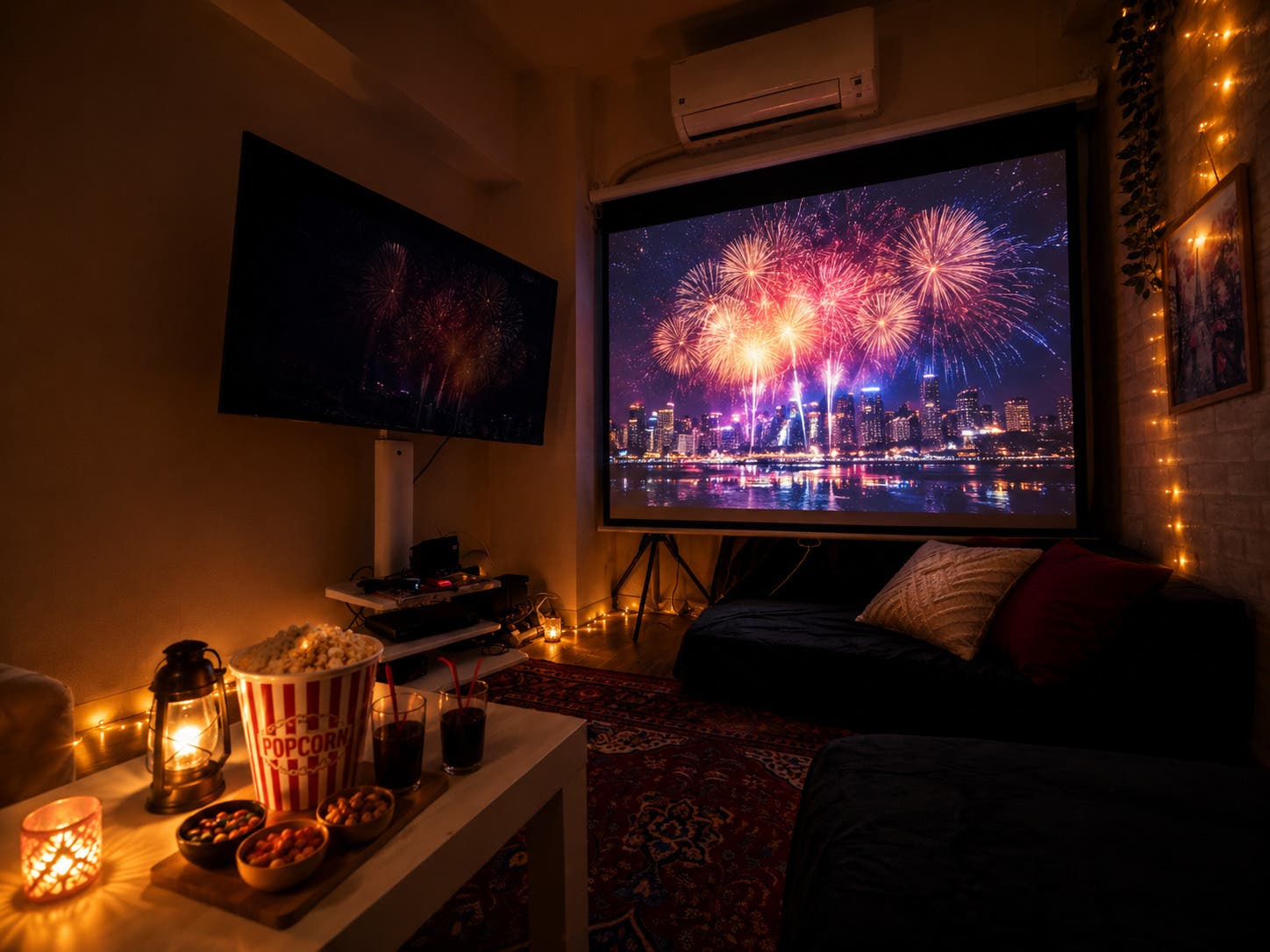 【没入型シネマ空間】映画館気分を貸切で｜大画面プロジェクター×ごろごろソファ| 夜更かししたくなるシアター空間の写真4