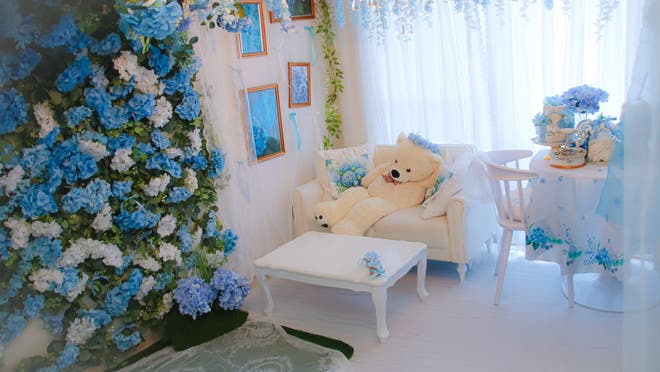 要町駅徒歩4分の可愛いレンタルスペース♡水色の紫陽花のお部屋💙ポートレート撮影🤍コスプレ🤍推し活🤍女子会の写真1
