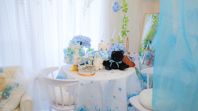 要町駅徒歩4分の可愛いレンタルスペース♡水色の紫陽花のお部屋💙ポートレート撮影🤍コスプレ🤍推し活🤍女子会の写真4
