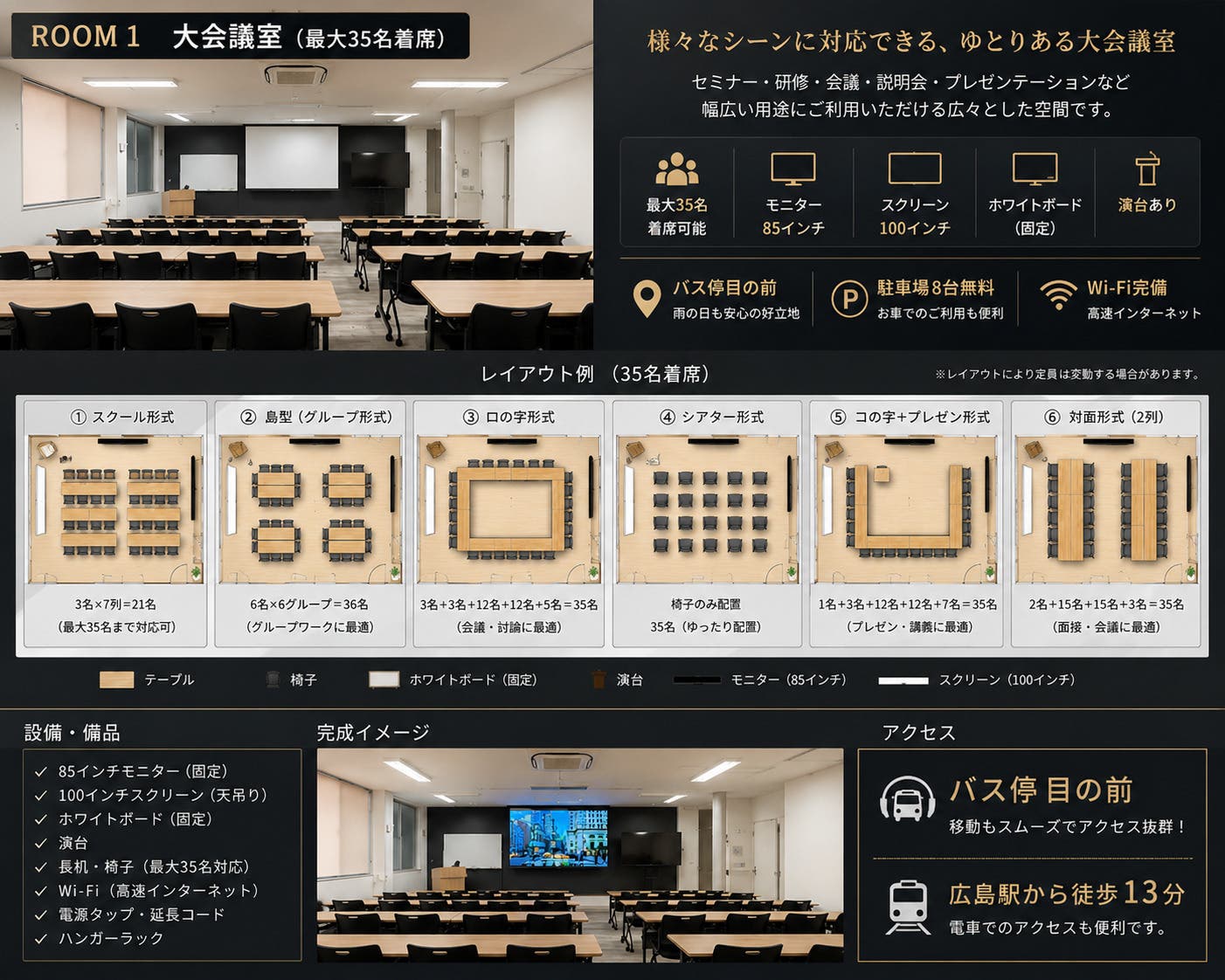 超綺麗⭐️【CRAB EAST】ROOM１／最大３５名着席！駐車場８台無料・駅徒歩１３分！セミナー・面接・撮影・ペット・１棟貸！の写真14