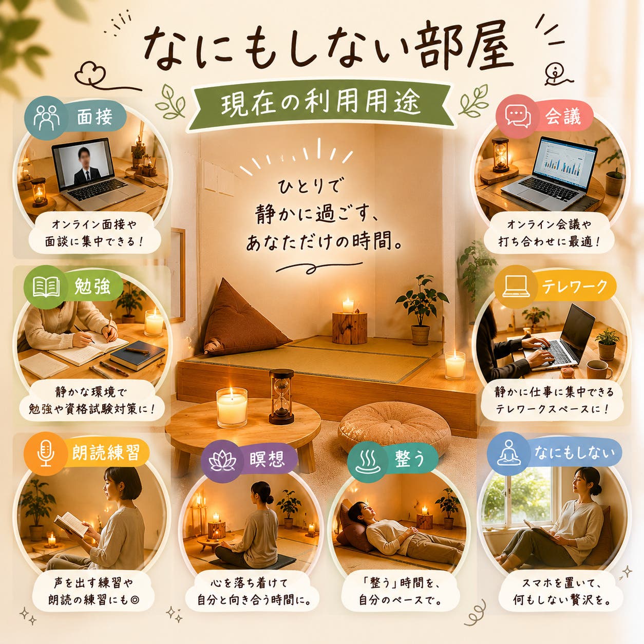 ひとり時間に最適🌿【早稲田駅徒歩4分】完全1名専用のプライベート空間｜勉強・試験・読書・作業・考え事・休憩・瞑想・リラックスの写真3