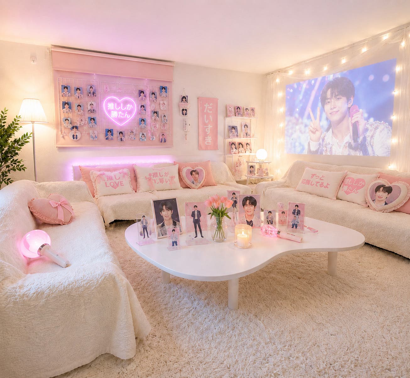 【メルーム心斎橋】24H営業/ホワイト韓国風インテリア♡15名OK🎉ゴミ捨て無料🗑️大画面プロジェクター📽️Wi-Fiの写真2