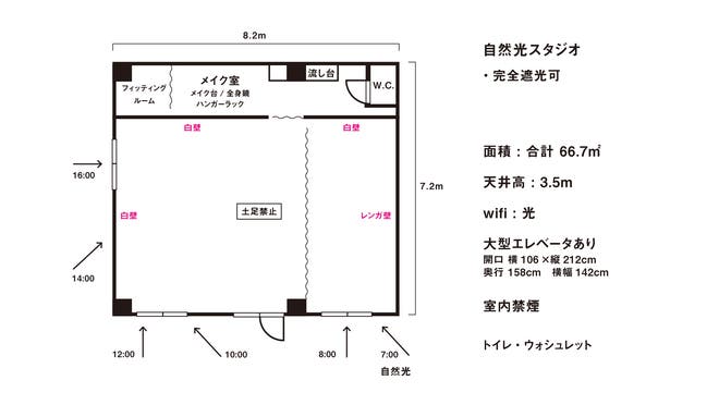 撮影機材無料&3面R&天高&広いスペース 白ホリゾント【N1スタジオ】天高3.5m/80㎡ モルタル床&レトロな倉庫 +で自然光の写真30