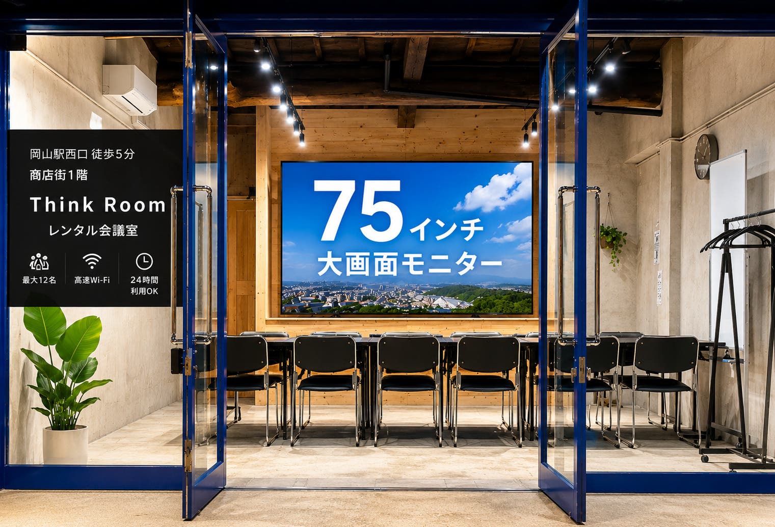 岡山駅西口徒歩5分｜75インチモニター｜最大12名｜商店街1階の写真1