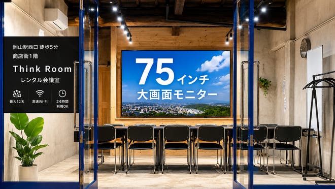 岡山駅西口徒歩5分|75インチモニター|最大12名|商店街1階の写真1